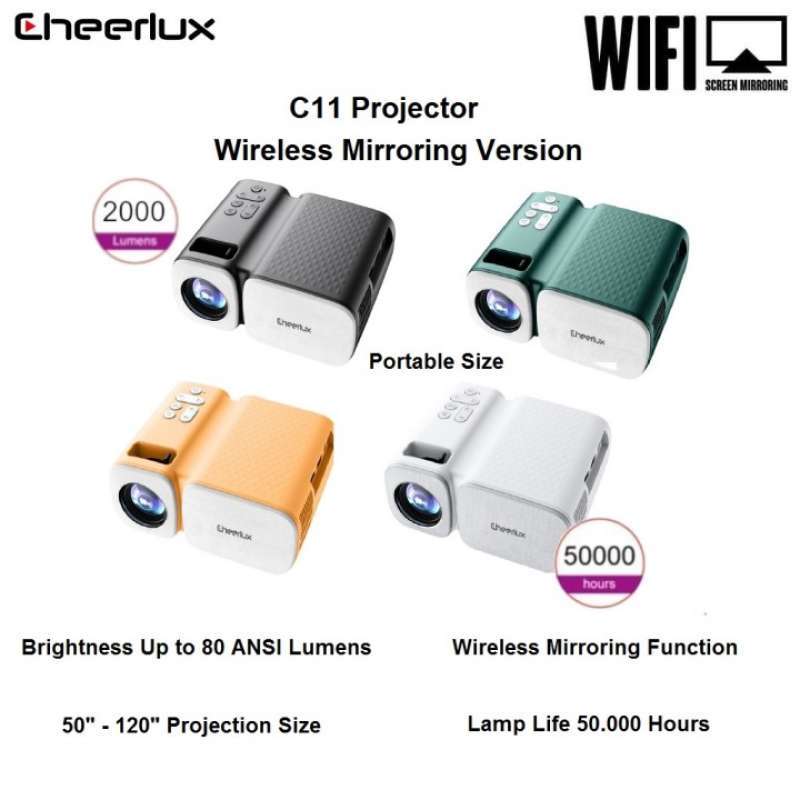 Jual Cheerlux C11 Wifi - Projector 720p 80 Ansi Lumens - Support 1080p ...