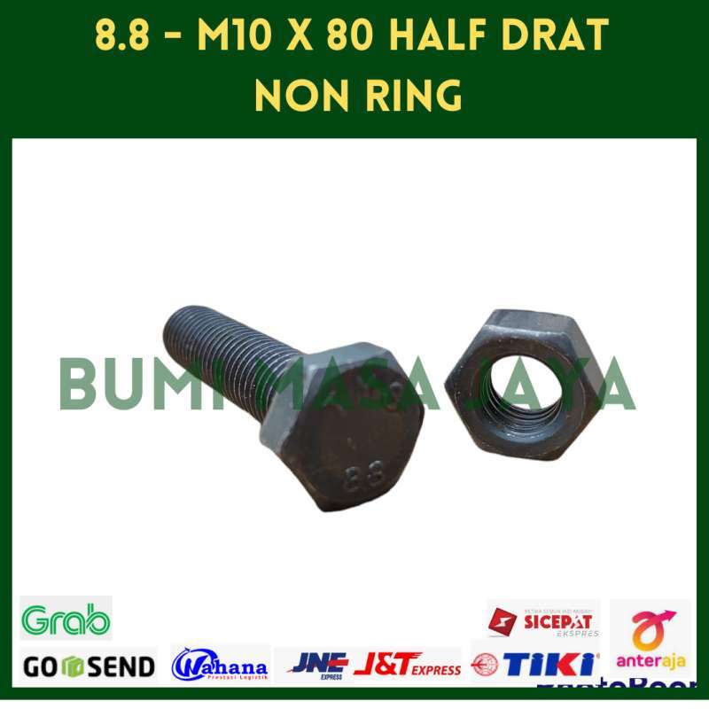 Jual Baut Baja Htb Grade 8.8 (half Drat)+ Mur M10 X 80 (non Ring) Di Seller Bumi Masa Jaya ...