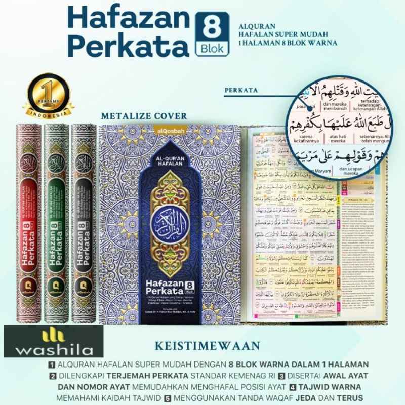 Jual Al Quran A4 ALQOSBAH HAFAZAN 8 PERKATA Hafalan Mudah Terjemah Tajwid di Seller Washila ...
