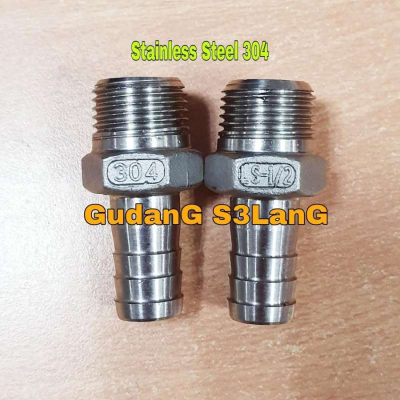 Jual Nepel Selang Drat Stainless Steel uk 1/2in Sambungan Selang Cowok ...