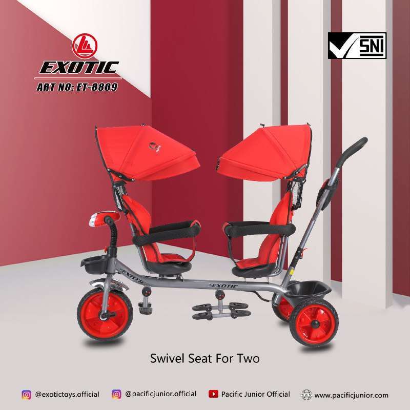 Promo Sepeda Anak RODA TIGA exotic 8809 sepeda stroller fitur 2 bangku ...
