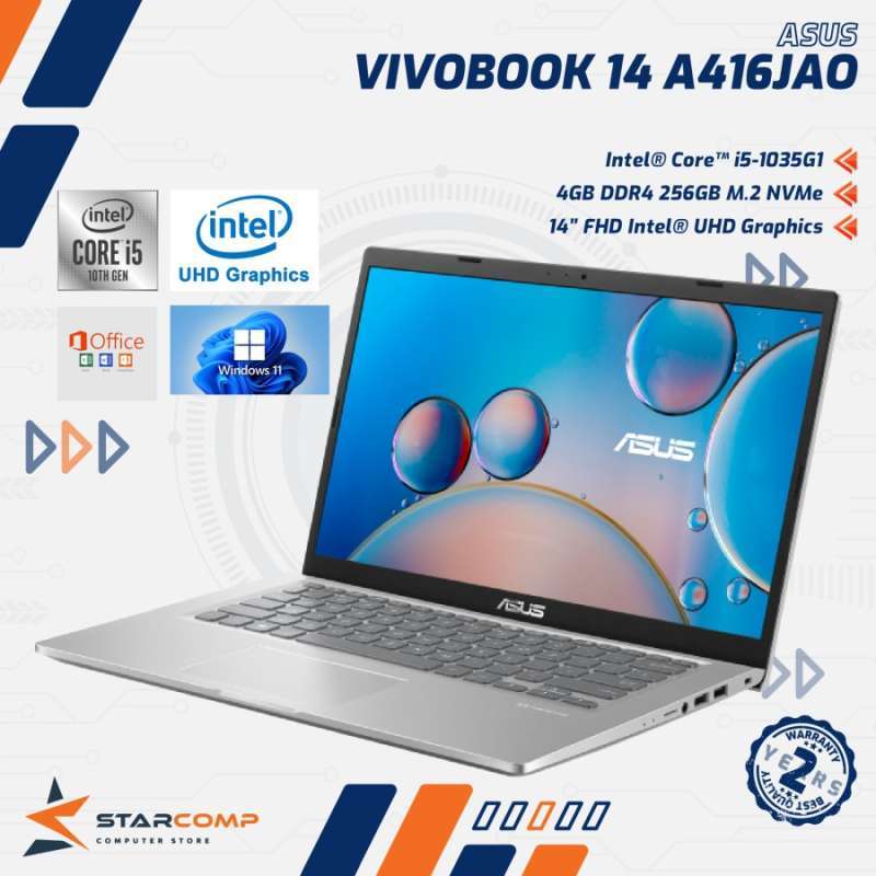 Jual Asus A416JAO VIPS521 Core i5 1035G1 4GB 256SSD W10+OHS 14FHD IPS ...