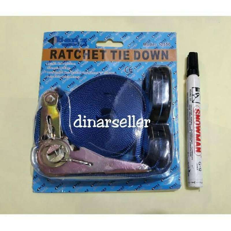 Jual TALI IKAT BARANG FLEKSIBEL / RATCHET TIE DOWN 5 METER KAPASITAS 1 ...