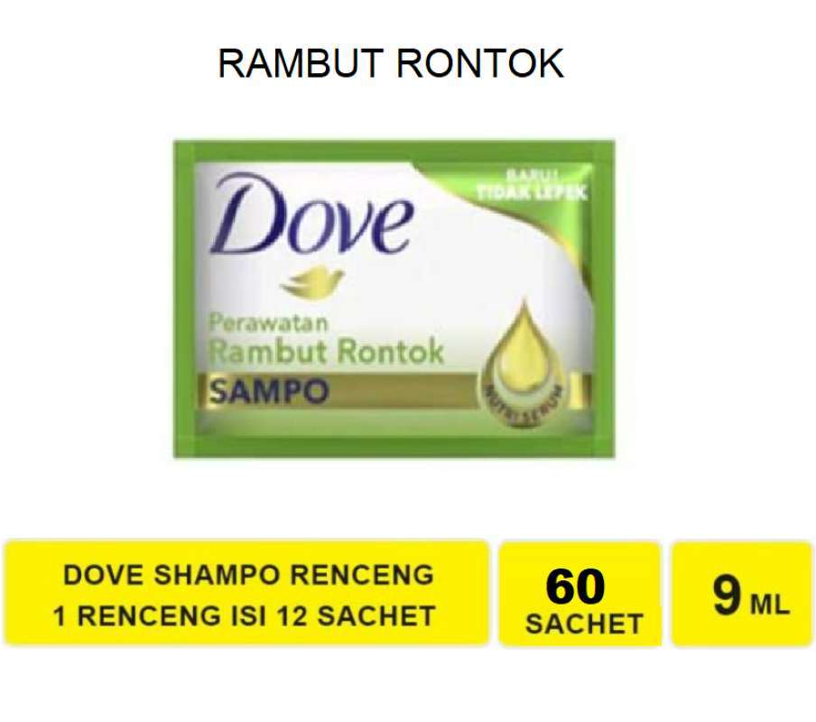 Promo Dove Shampo Sachet [9 ml/ 60 pcs/ 5 Renceng] - Hijau Diskon 1% di ...