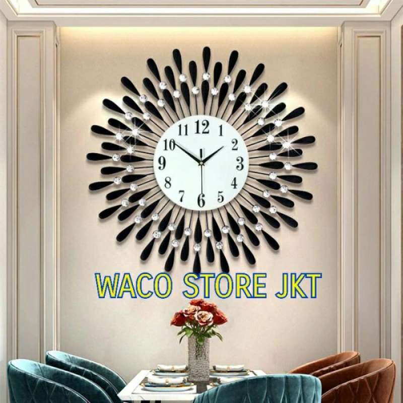 Promo Jam Dinding Rumah 3D Model Luxury Diamond Mewah Minimalis Besar ...