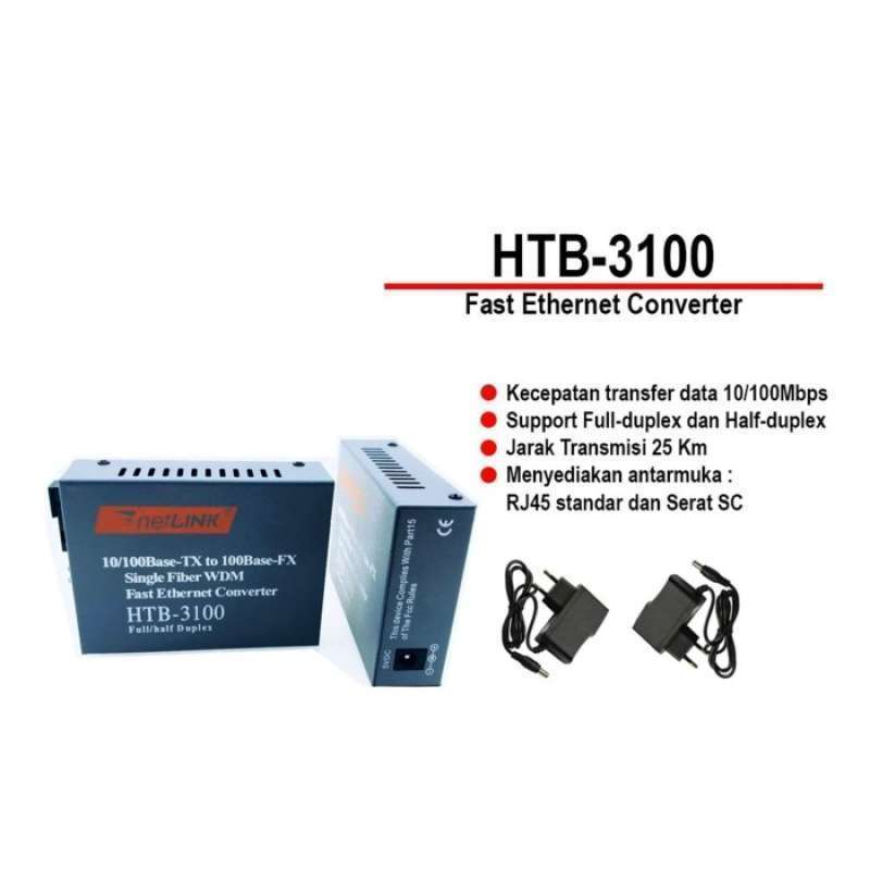 Promo Htb 3100 A+b Media Converter Htb-3100 Netlink 10 100mbps Fiber ...