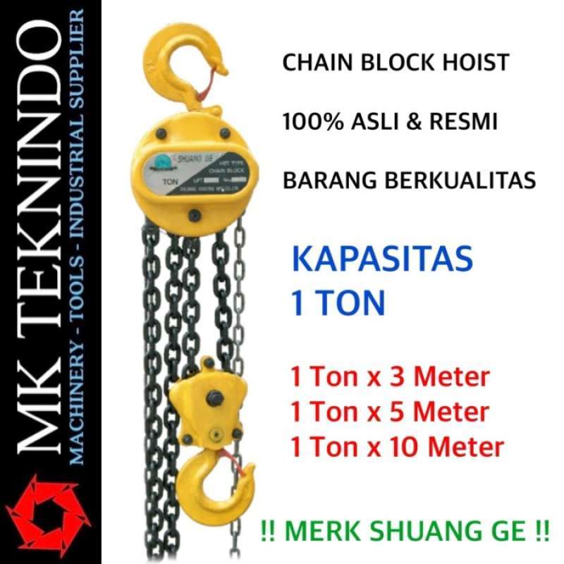 Jual Chain Block Takel 1 Ton Rantai Kerekan Katrol Hoist Manual 3 5 10 M - 1 Ton x 3 Meter - 1 ...