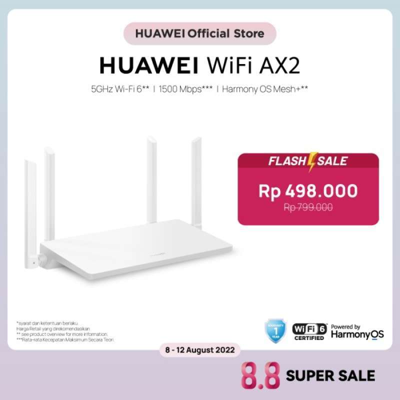 Promo Huawei Wifi Ax2 | Router | 5 Ghz Wi-Fi 6 Support | Harmonyos ...