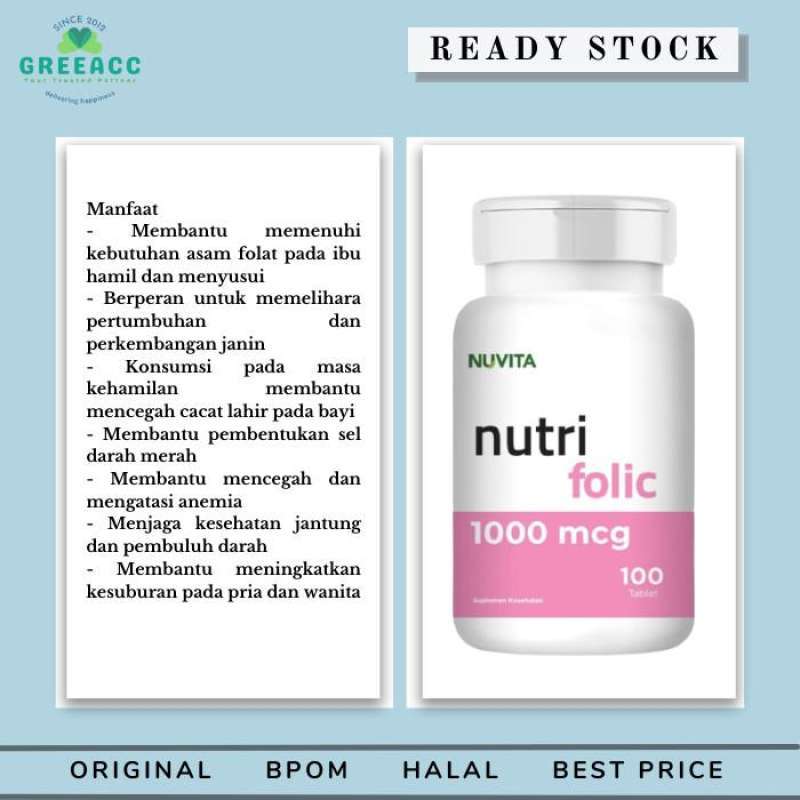 Jual Nuvita Nutri Folic 1000 mcg 1000mcg Folic Acid Asam Folat di ...