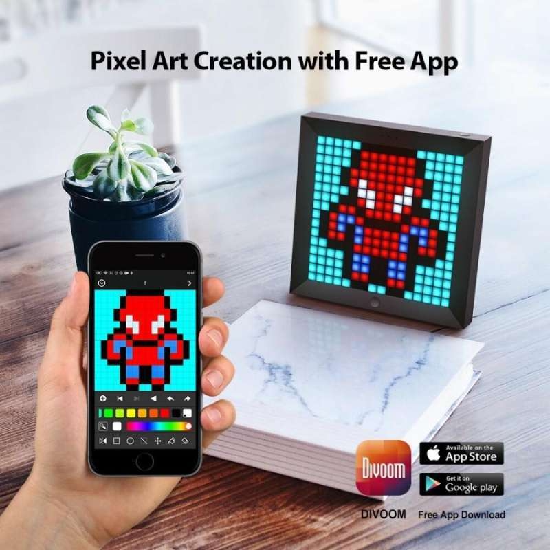 Jual DIVOOM PIXOO - DIY Pixel Art Frame 16x16 RGB LED Display App ...