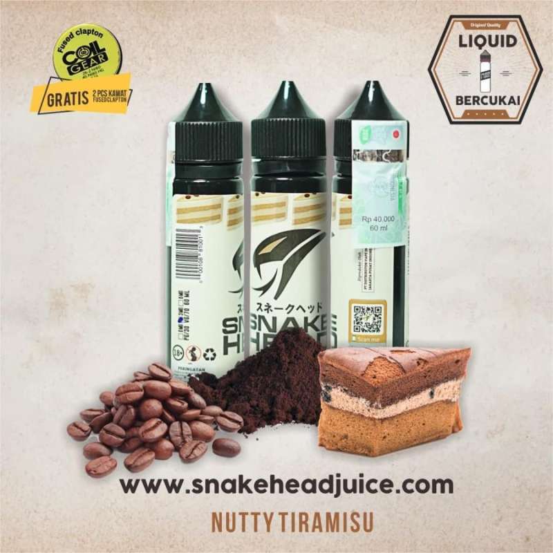 Jual SNAKE HEAD - Nutty Tiramishu Liquid Lokal 60ml vape vaporizer di ...