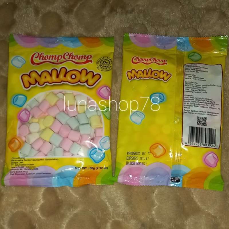 Jual Marshmallow bentuk tabung Chomp Chomp Mallow mini marshmallow 60g ...