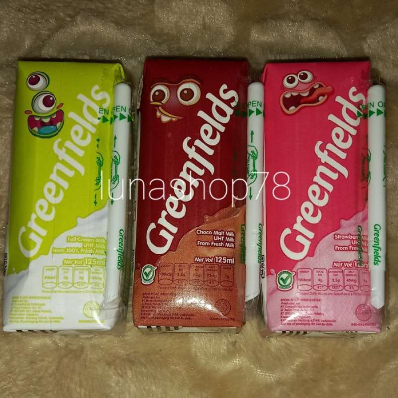 Jual Susu Uht Greenfields Full Cream / Choco Malt / Strawberry Milk 125ml Di Seller Atozphere ...