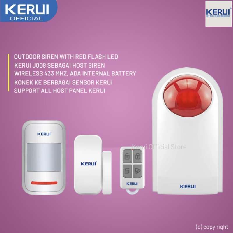 Promo Paket Alarm Kerui Wireless Siren Detector Sensor Dan Remote ...