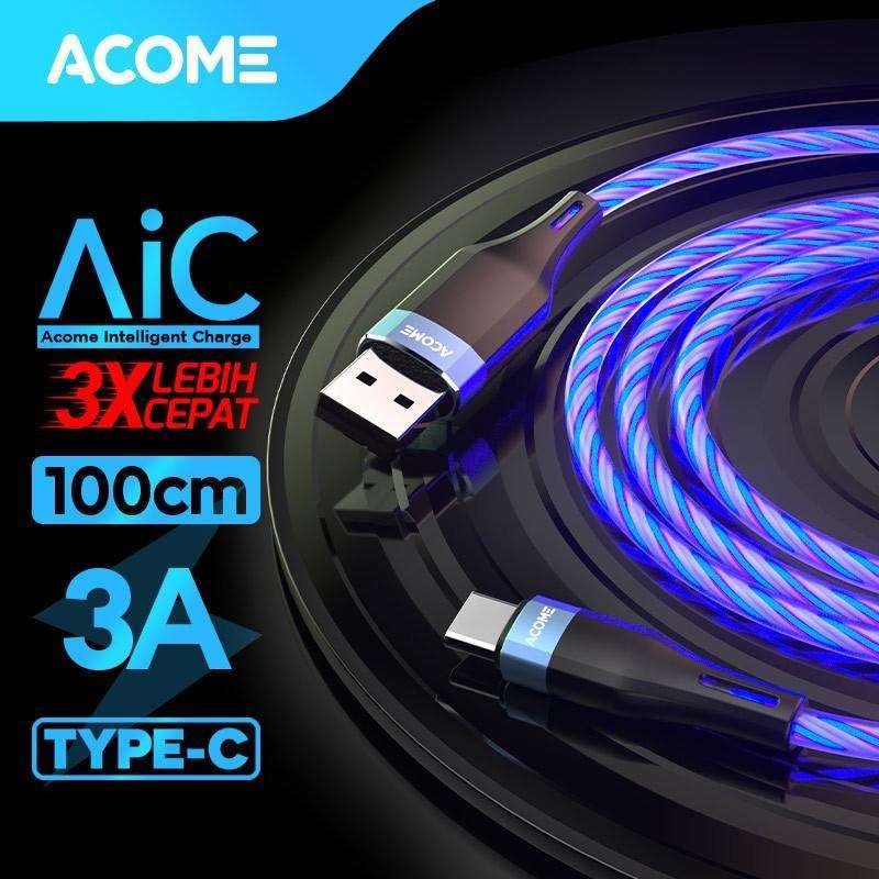 Jual ACOME Kabel Data Fast Charging 2.4A Glowing LED Light Effect ...