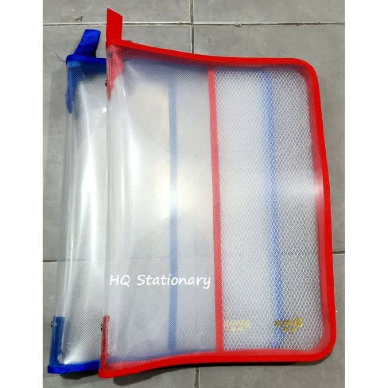 Jual Unik Map Plastik Resleting Jaring Zipper Bag File Ukuran FolioF4 ...