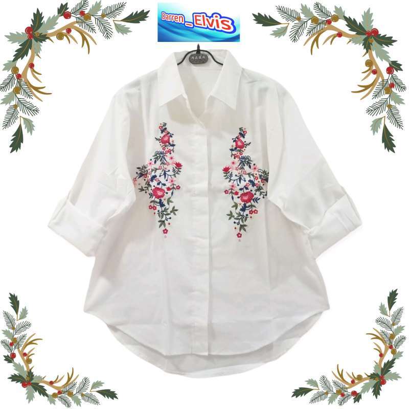 Jual Kemeja Putih Bordir Bunga Model Terbaru & Kekinian - Harga Diskon ...