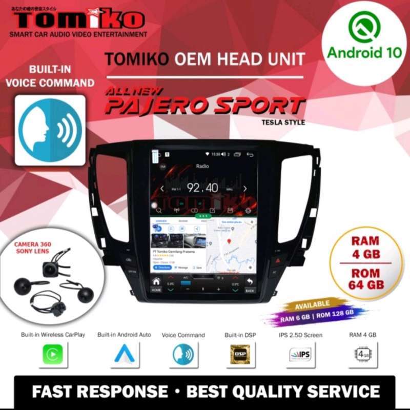 Jual Head unit Android Tomiko OEM for Pajero Sport Tesla Style + Camera ...