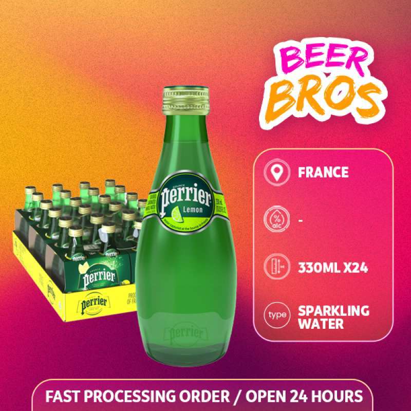 Jual PERRIER Lemon Sparkling Mineral Water 330ml [ dus isi 24 botol ...