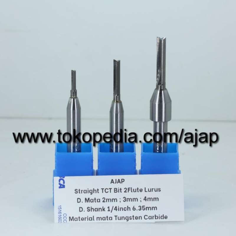 Jual Mata Router Tct 1/4 Inch Double Edge Straight 2f Mata Profil Kayu ...