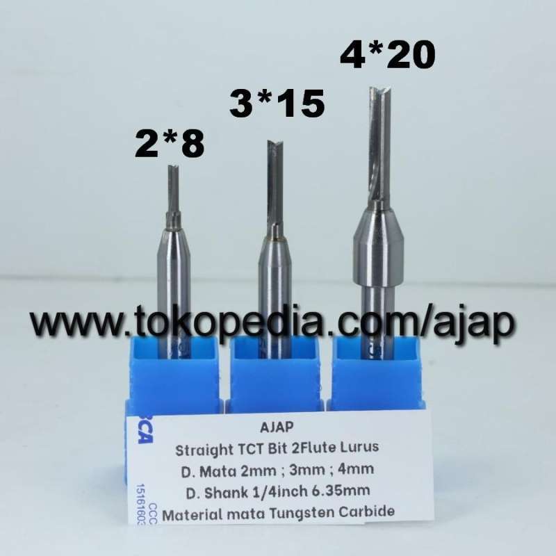 Jual Mata Router Tct 1/4 Inch Double Edge Straight 2f Mata Profil Kayu ...