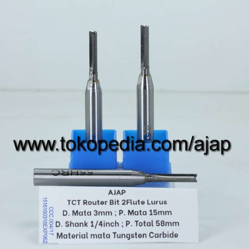 Jual Mata Router Tct 1/4 Inch Double Edge Straight 2f Mata Profil Kayu ...