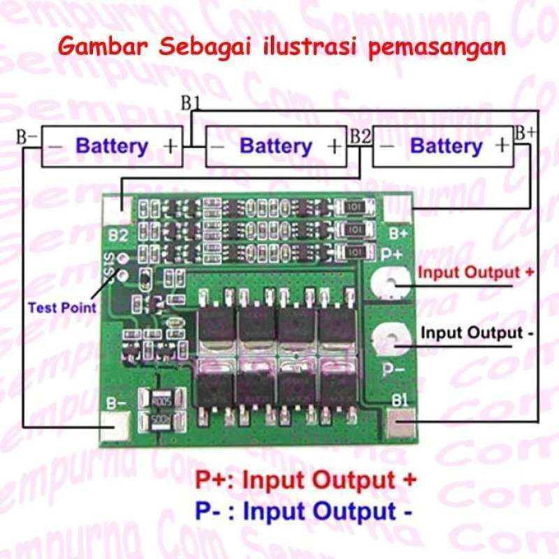 Jual Bms 3s 12v 60a Lithium Battery Charger Protection Board - 3s 12a ...