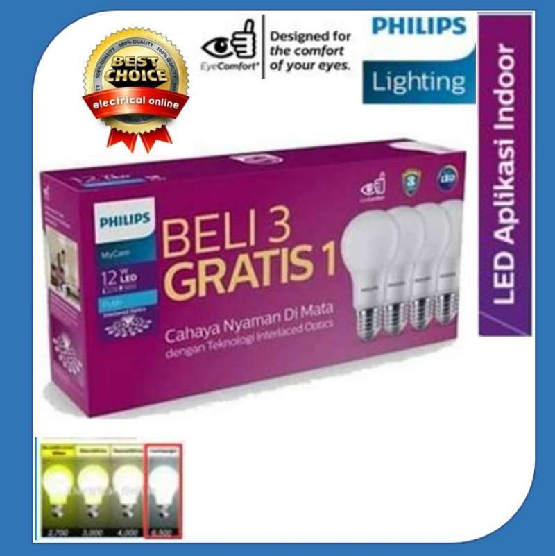Jual Lampu Philips LED [PACK] Bulb 12W E27 6500K 230V A60-MyCare (Putih ...