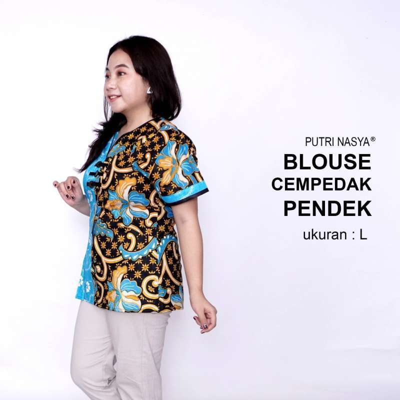 Promo Atasan Batik Big Size Blouse Wanita Jumbo Seragam Batik S M L Xl