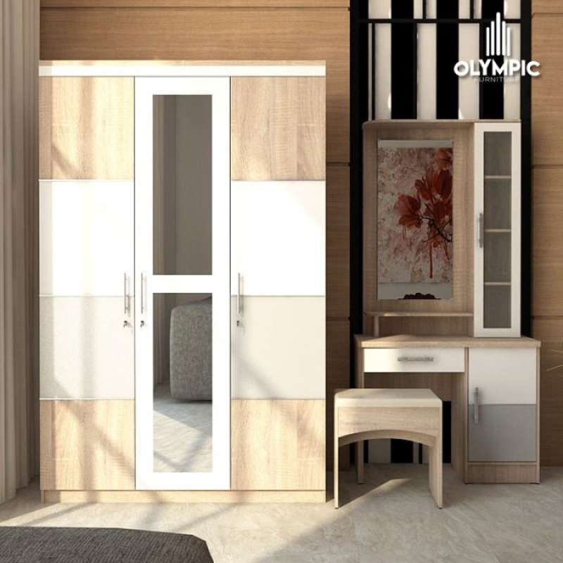 Jual set Lemari Pakaian 3Pintu dan Meja rias minimalis navaro OLYMPIC ...