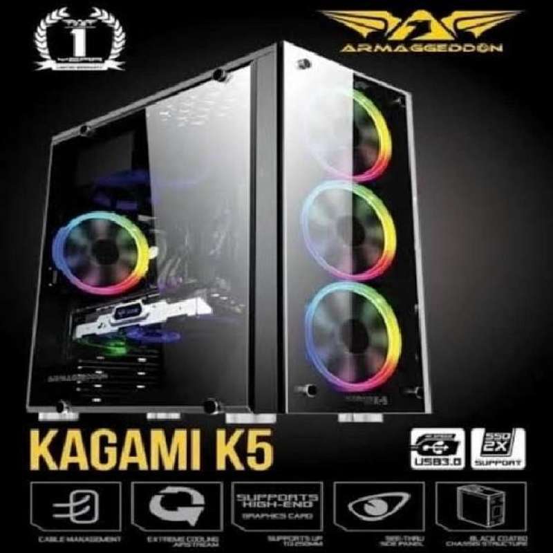 Jual Casing PC Gaming Armageddon Kagami K5 ATX Tempered Glass Gaming ...