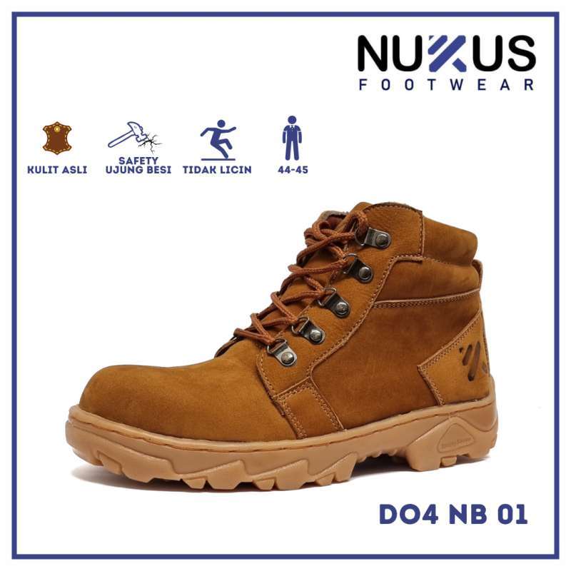 Jual Nukus Sepatu Pria Safety Boots Tali Big Size Ujung Besi Kulit Sapi ...