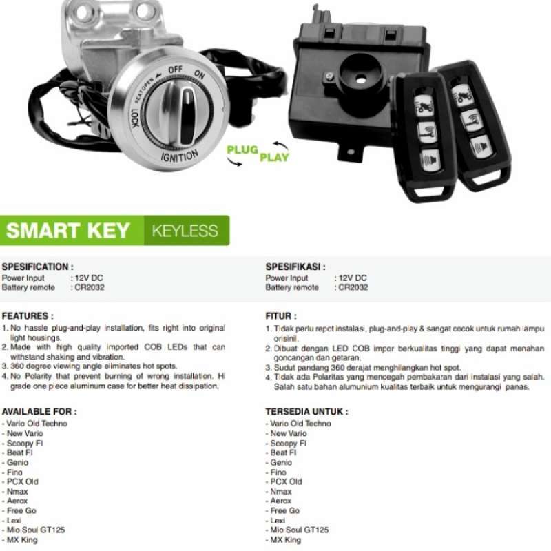 Jual Smart Keyless Key Yamaha Nmax / Keyless Sensor Alarm Getar Bunyi ...