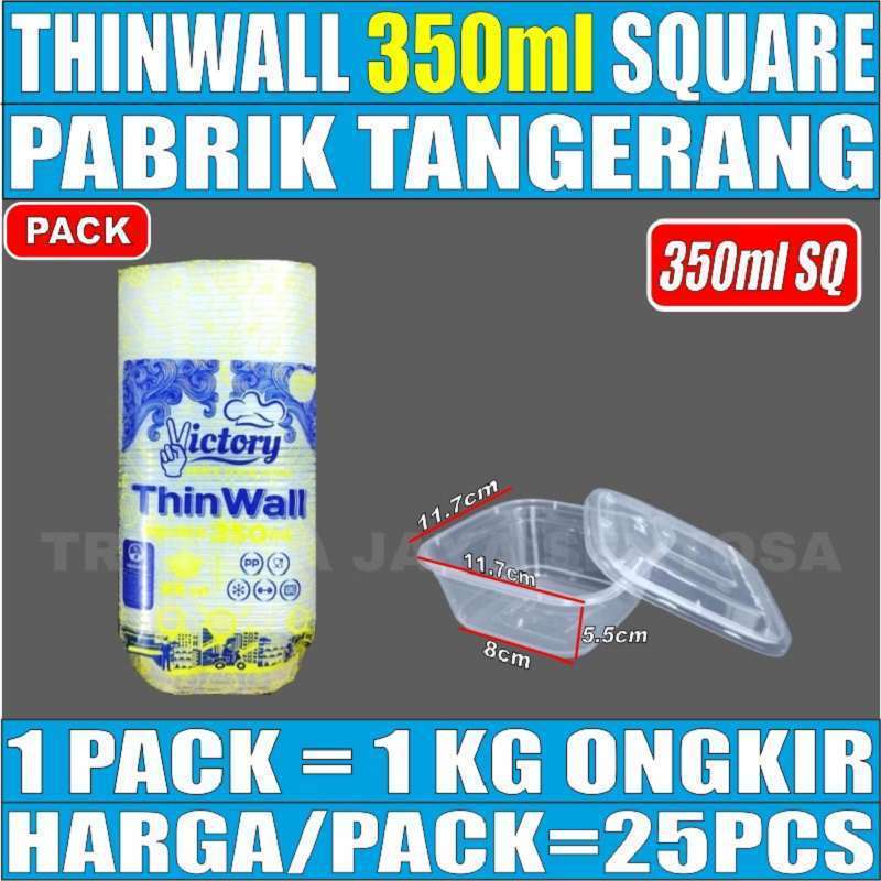 Promo Thinwall Square Sq 350ml Per Pack Food Container Box Tempat Kotak