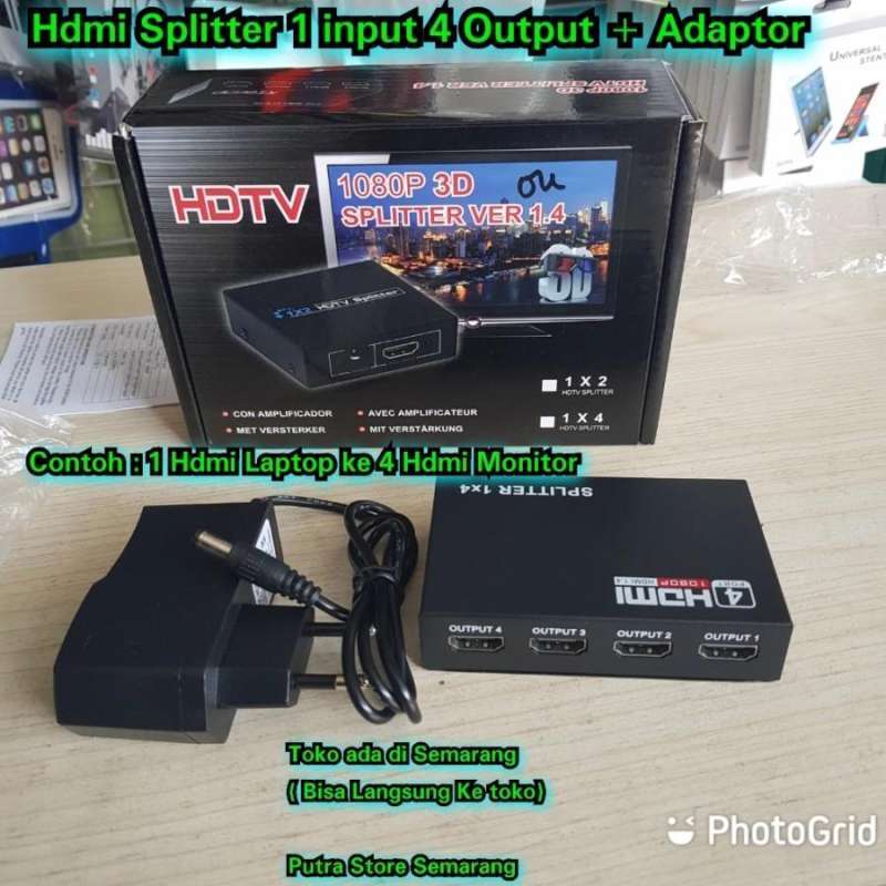 Jual Hdmi Cabang 4 Hdmi Splitter 4 Slot Plus Adaptor 1 Input 4 Output Adapt Di Seller Putra ...
