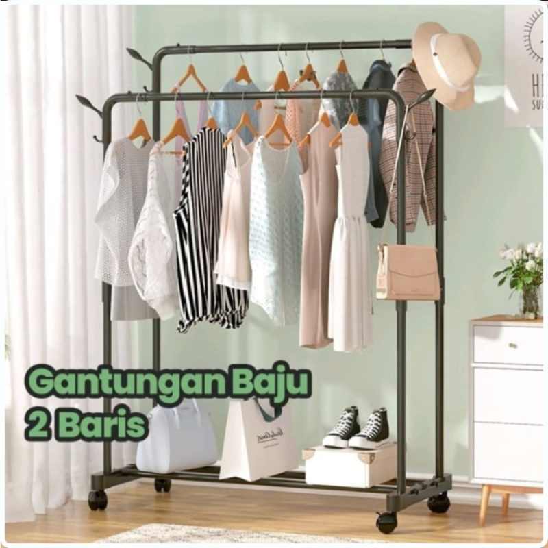 Jual Double Standing Hanger Cloth Rak Besi Sepatu Hook Gantung Handuk ...
