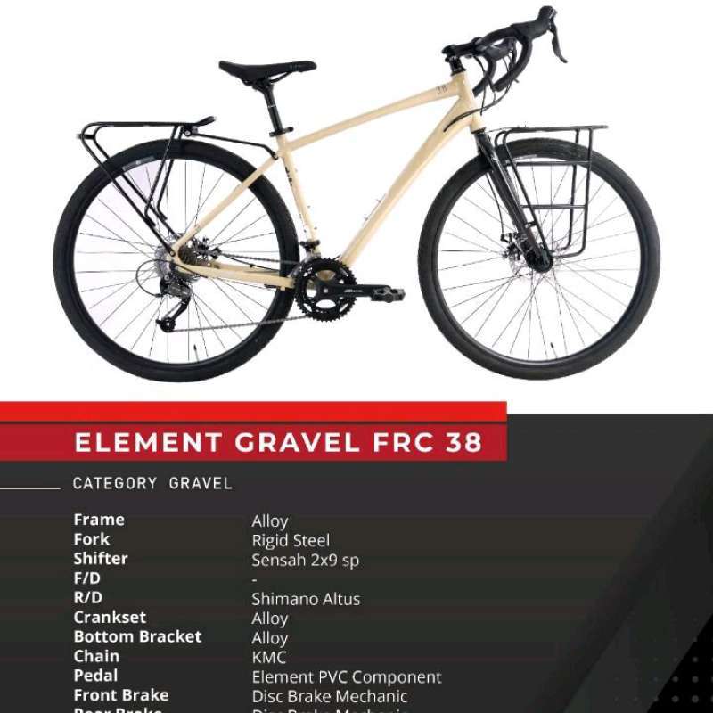 Jual Sepeda Balap 700C Gravel Element FRC 38 18 Speed Alloy di Seller ...