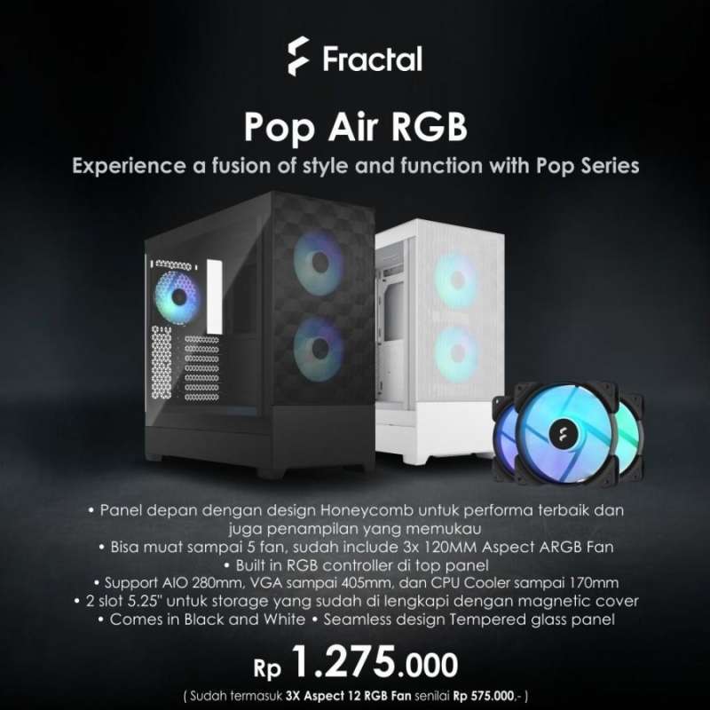Jual Fractal Design Pop Air RGB Include 3x120 Argb fan ATX Gaming Case ...