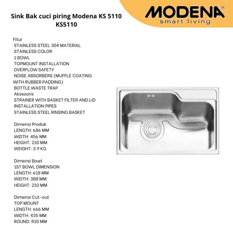 Jual Sink Bak cuci piring Modena KS 5110 KS5110 di Seller Myequipment ...