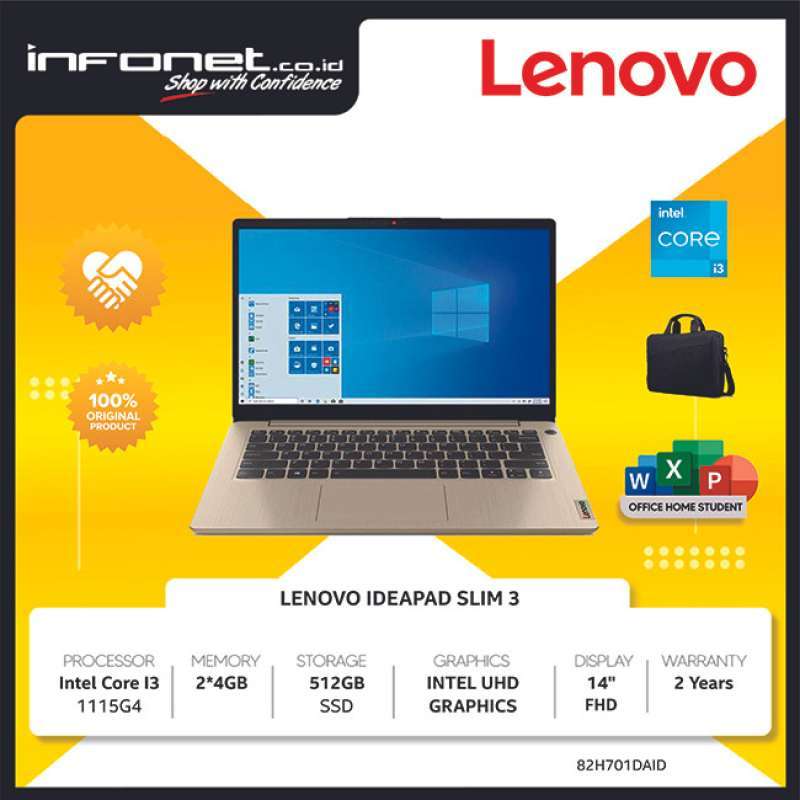 Jual LENOVO IDEAPAD SLIM 3 i3 1115G4 2*4GB 512GB SSD INTEGRATED FHD TN ...