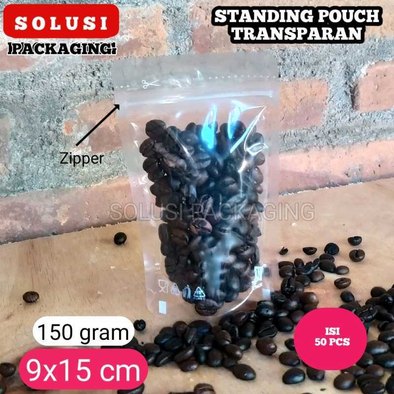 Jual ISI 50 PCS Standing Pouch TRANSPARAN 150gr KPACK LIGHTPACK 0915 cm ...