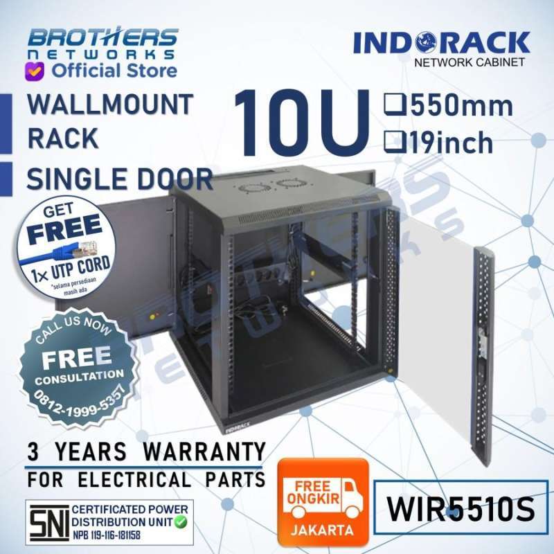 Jual WALLMOUNT INDORACK 10U 550MM - WIR5510S SINGLE GLASS DOOR RACK ...