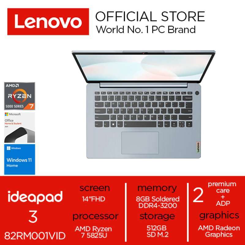 Jual Lenovo IdeaPad 3 14ABA7 - 82RM001VID Misty Blue AMD Ryzen 7 5825U ...