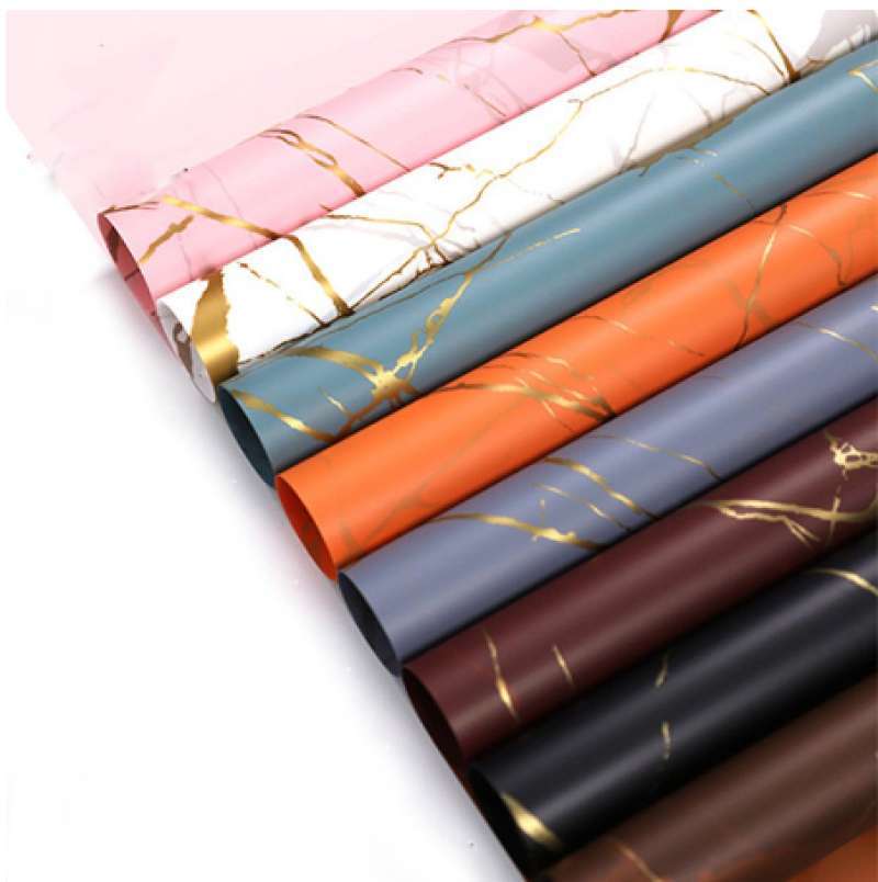 Promo {1 PACK} KOREAN FLOWER WRAPPING GOLD MARBLE CELLOPHANE WATERPROOF ...
