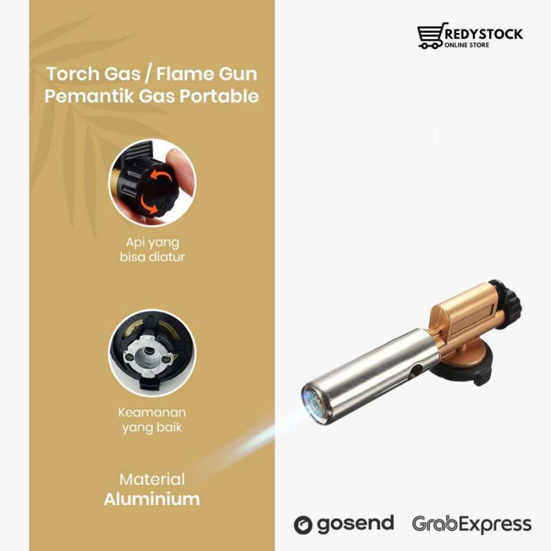 Promo TORCH GAS / FLAME GUN PORTABLE PEMANTIK GAS ALUMINIUM SPACE ATOM ...