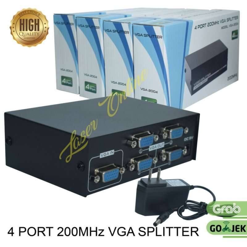 Promo Vga Spliter 1 To 4 Port 200mhz Adaptor Vga Splitter 4 Port