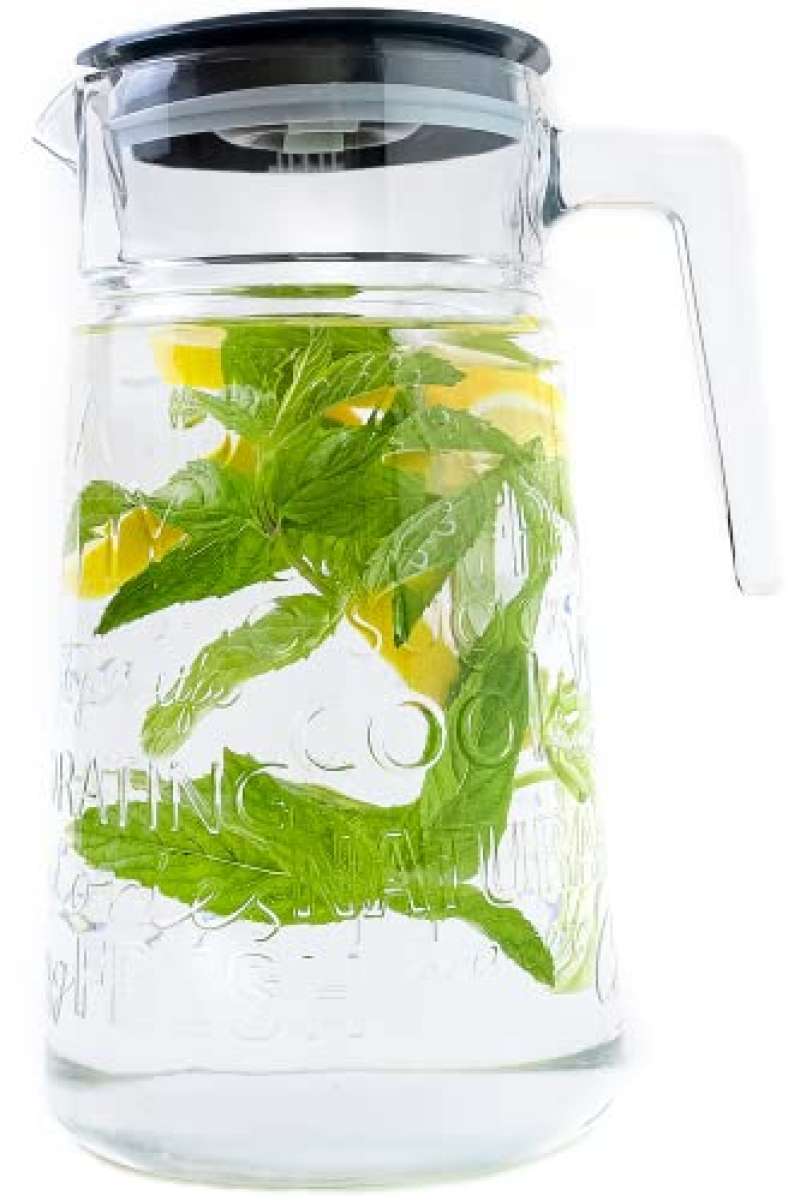 Jual Glass Pitcher with Lid Spout and Handle 68 Ounces/2 Liter, Old ...