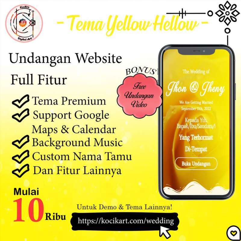 Jual Tema Yellow Hellow Undangan Website Pesta Pernikahan di Seller Kocik19 Digital Art - Kota ...