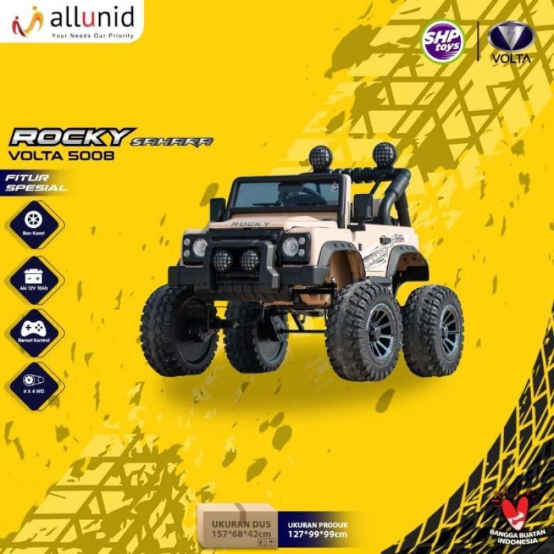 Promo Mainan Anak Mobil Aki Rocky Volta Monster Sahara 5008 Ban Karet ...