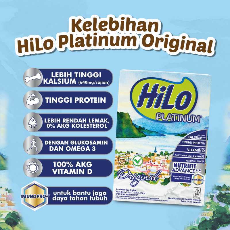 Promo Hilo Platinum Original 360g (12 Sachet) - Susu Tinggi Kalsium Lebih Rendah Lemak Diskon 9% ...
